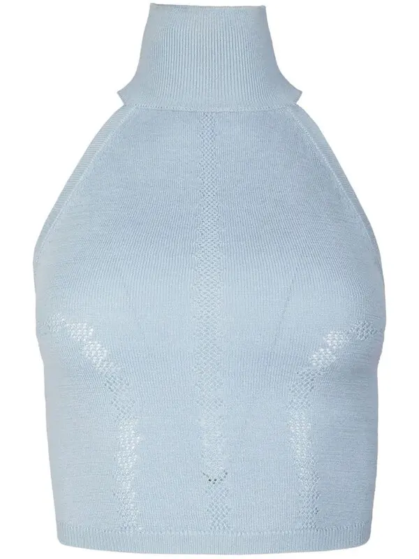 RtA High-neck Cropped Top - Blue