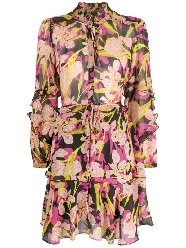 Pinko Piccadilly Floral-print Ruffled Minidress