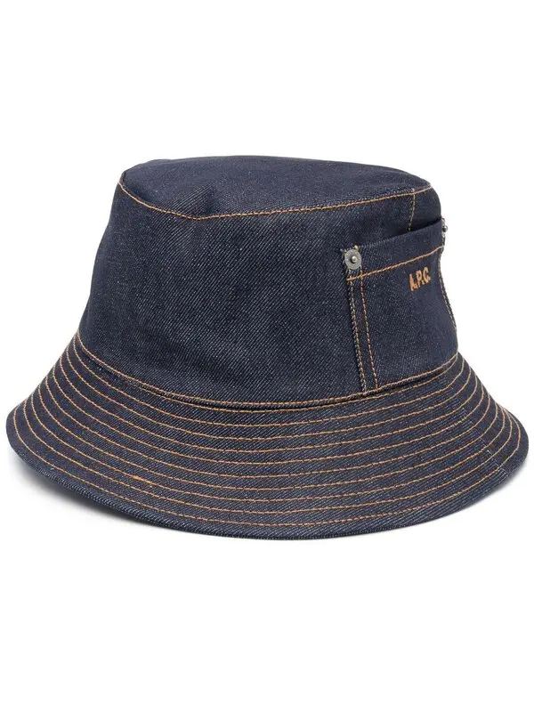 A.p.c. Logo-embroidered Denim Bucket Hat - Blue