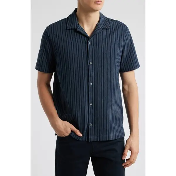 Vince Cabana Stripe Short Sleeve Button-up Camp Shirt - Venice Blue/coastal