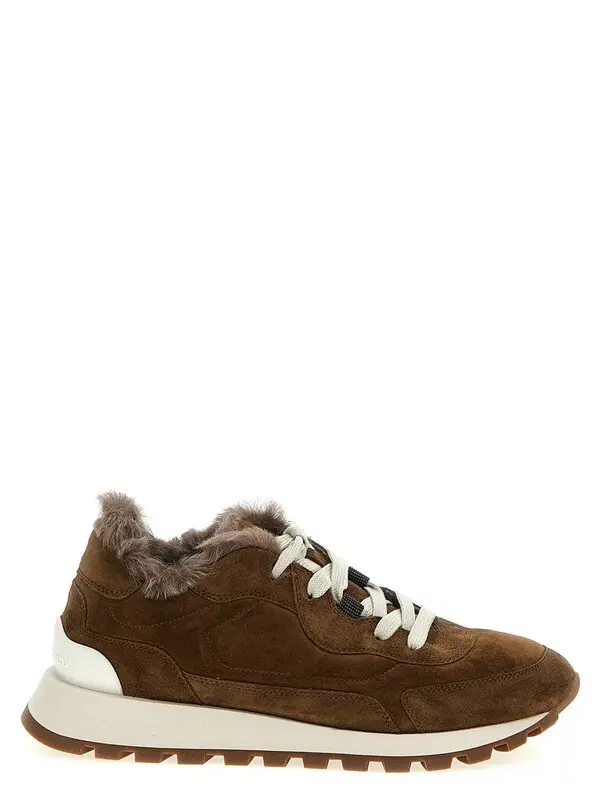 Brunello Cucinelli Monile Suede Sneakers - Brown