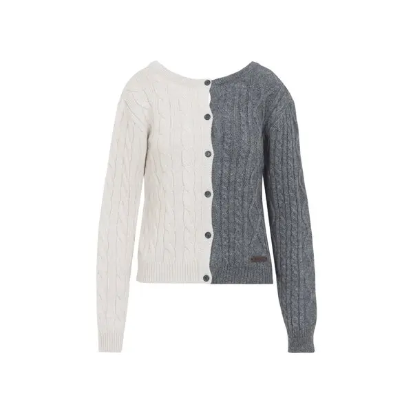 Moschino Bicolor Cable Knit Cardigan - Grey