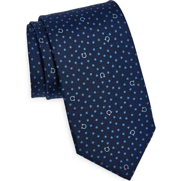 FERRAGAMO Siria Silk Neck Tie - F.navy