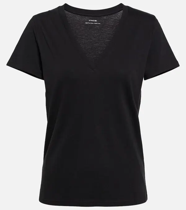 Vince Cotton V-neck T-shirt - Black