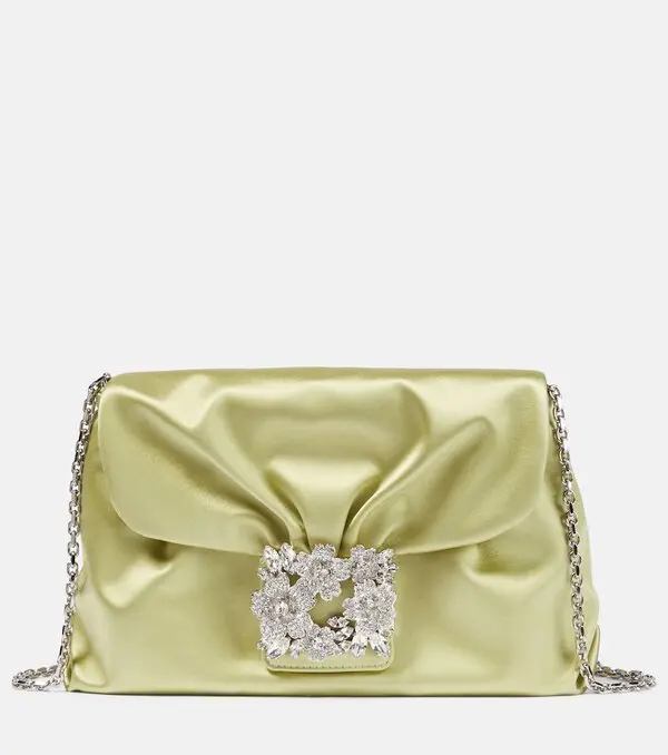ROGER VIVIER LEATHER SHOULDER BAG WITH CRYSTALS