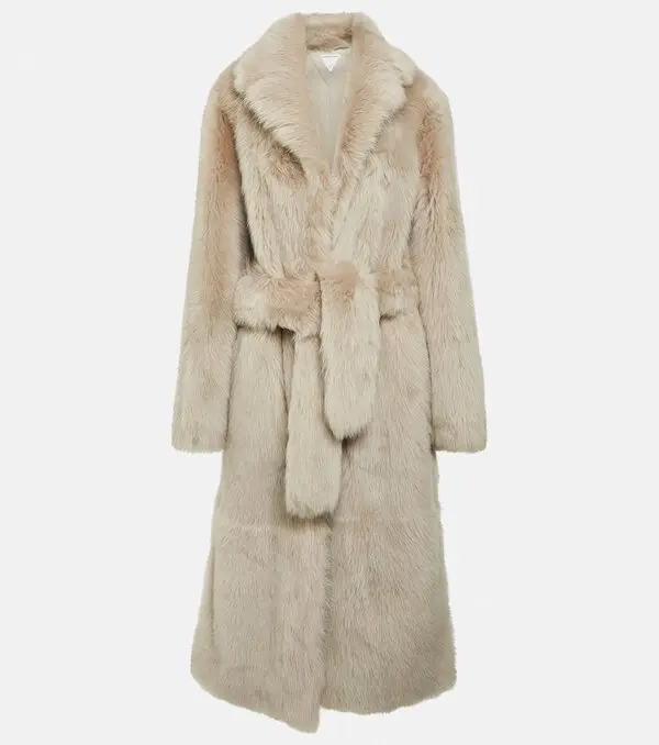 Bottega Veneta Belted Shearling Coat