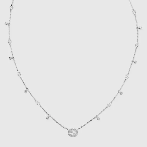 Gucci Interlocking G Diamond Necklace - White Gold