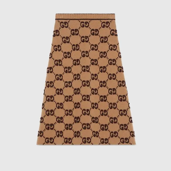 Gucci Gg Wool Bouclé Jacquard Skirt - Beige