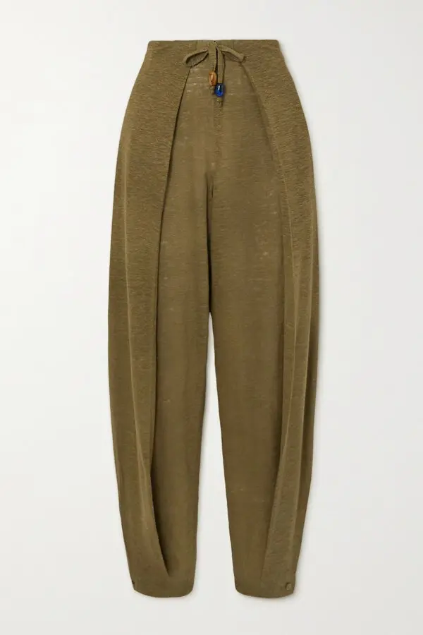 Loro Piana Linen Tapered Pants - Green