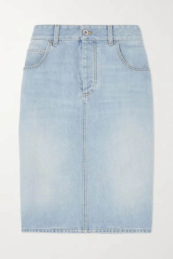 Bottega Veneta Denim Knee Length Skirt - Blue