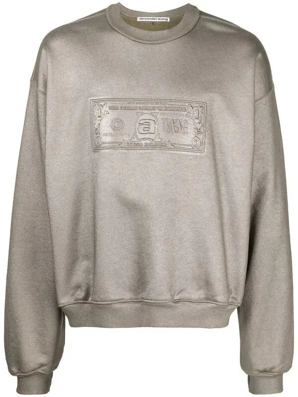 Alexander Wang Logo-embossed Metallic-finish Sweatshirt