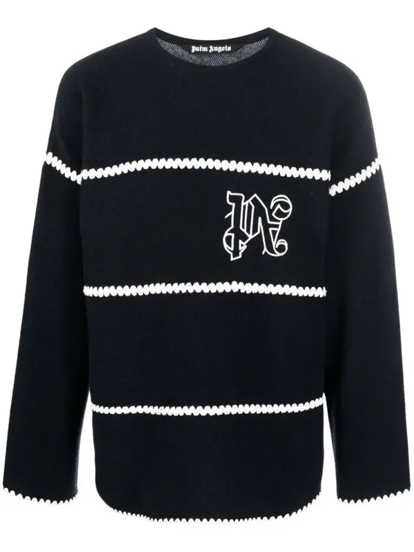 Palm Angels Striped Jumper - Blue