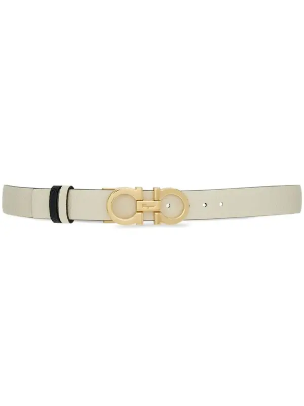 FERRAGAMO Gancini-buckle Reversible Leather Belt - White