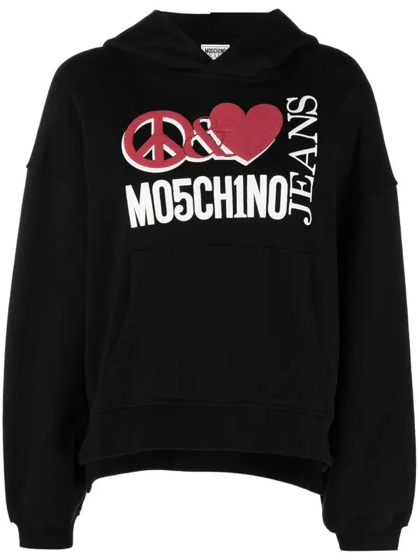 MOSCHINO JEANS Logo Print Oversized Hoodie