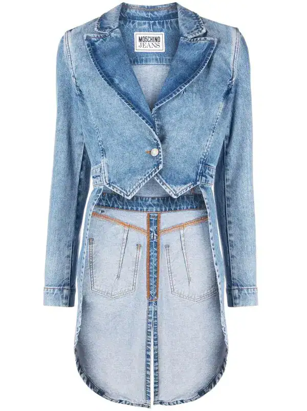Moschino Fishtail Denim Jacket In Blue 50% Off Editorialist