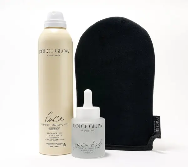 DOLCE GLOW BY ISABEL ALYSA Luce Clear Tanning Mist & Tanning Drops W/ Glove