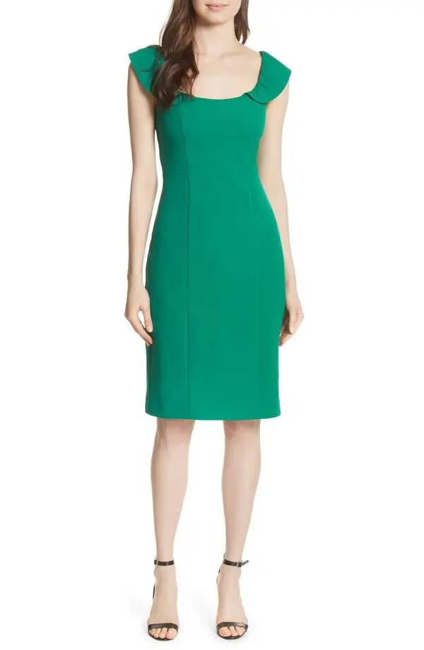 Milly Savannah Ruffle Stretch Crepe Minidress In Emerald - 20% Off |  Editorialist