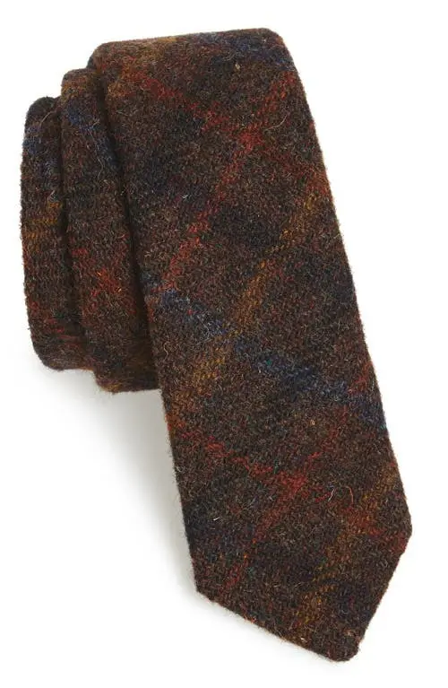 W.R.K Plaid Wool Neck Tie - Brown