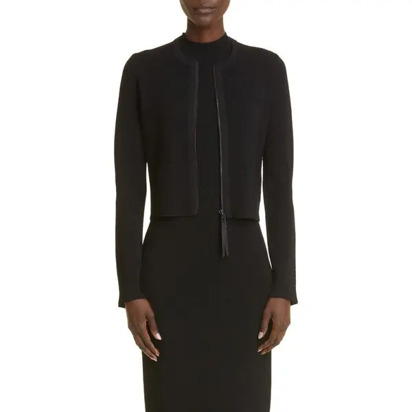 John Zip Front Knit Jacket In Black 60% Off Editorialist