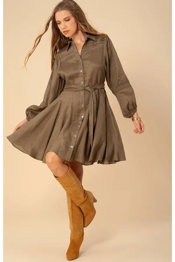 Hale Bob Floriana Linen Dress - Green