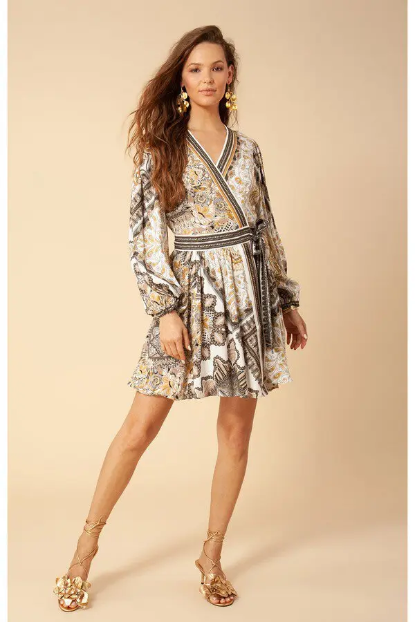 Hale Bob Veronika Wrap Dress - Neutral