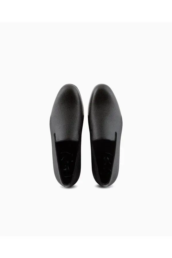 Giorgio Armani Braided-print Patent-leather Loafers - Black