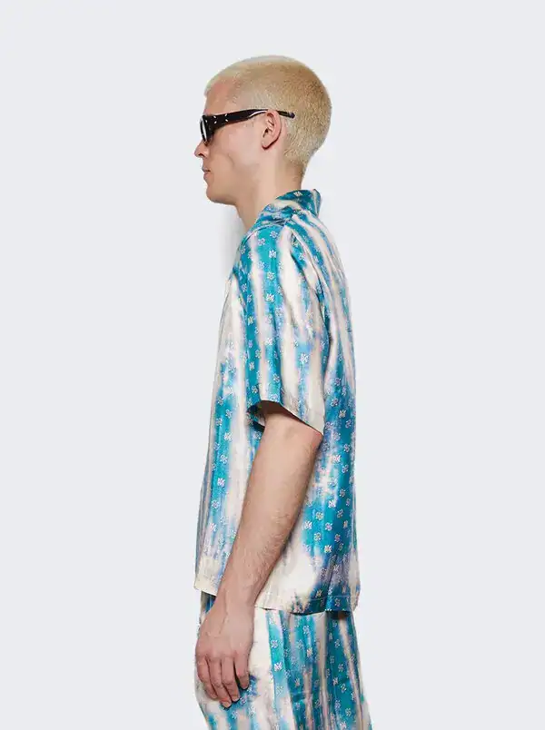 Amiri Bleached Ma Paisley Bowling Shirt In Aqua - 40% Off  