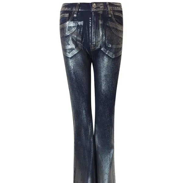 MADISON MAISON Silver Denim Laminated Jeans Grey Editorialist