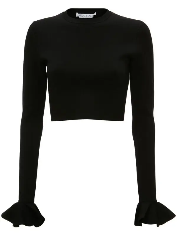JW Anderson Ruffled-cuffs Cropped Knit Top