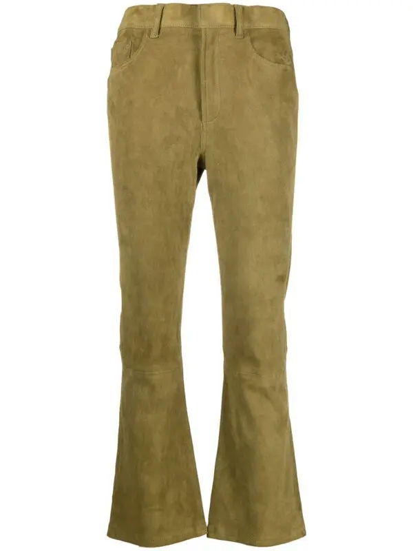 PAULA Flared Suede Trousers - Green