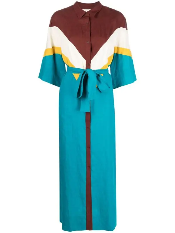 PAULA Panelled Linen Maxi Dress