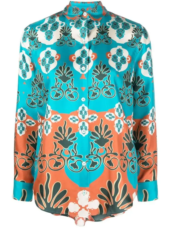 PAULA Patterned Jacquard Silk Shirt