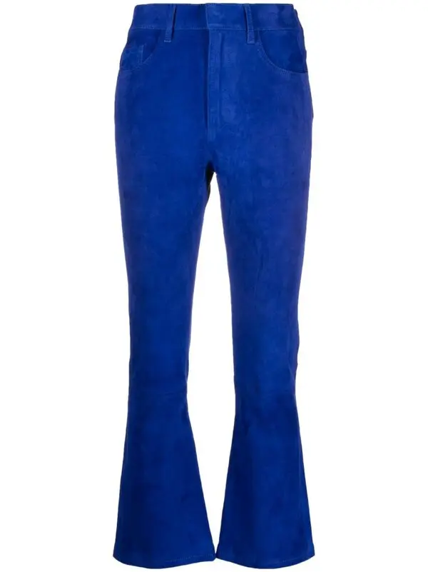PAULA Flared Suede Trousers - Blue