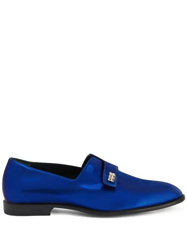 GIUSEPPE ZANOTTI Marty Metallic-effect Loafers - Blue