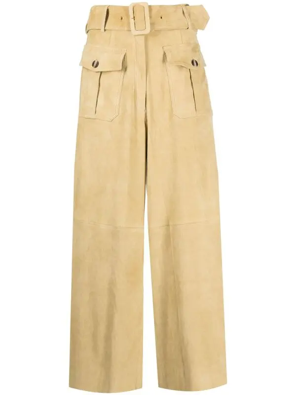 PAULA Wide-leg Suede Trousers - Neutrals