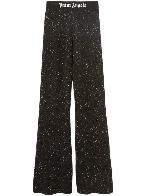 Palm Angels Logo-print Flared Trousers - Black