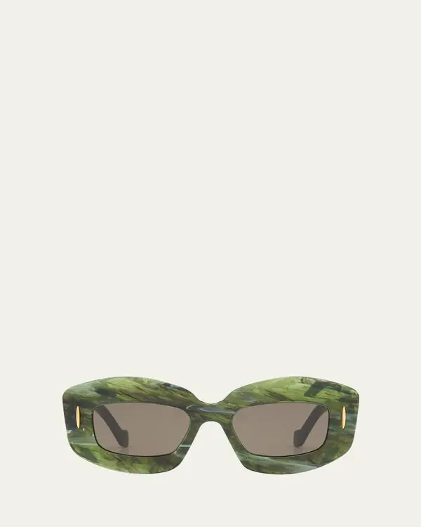 Loewe Rectangle Sunglasses With Anagram - Sdkgrn/brn