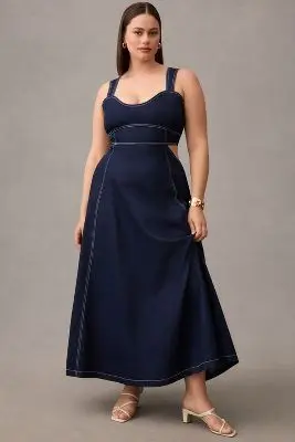 white christmas dresses Dallas Denim Maxi Dress – Curvaceous Boutique