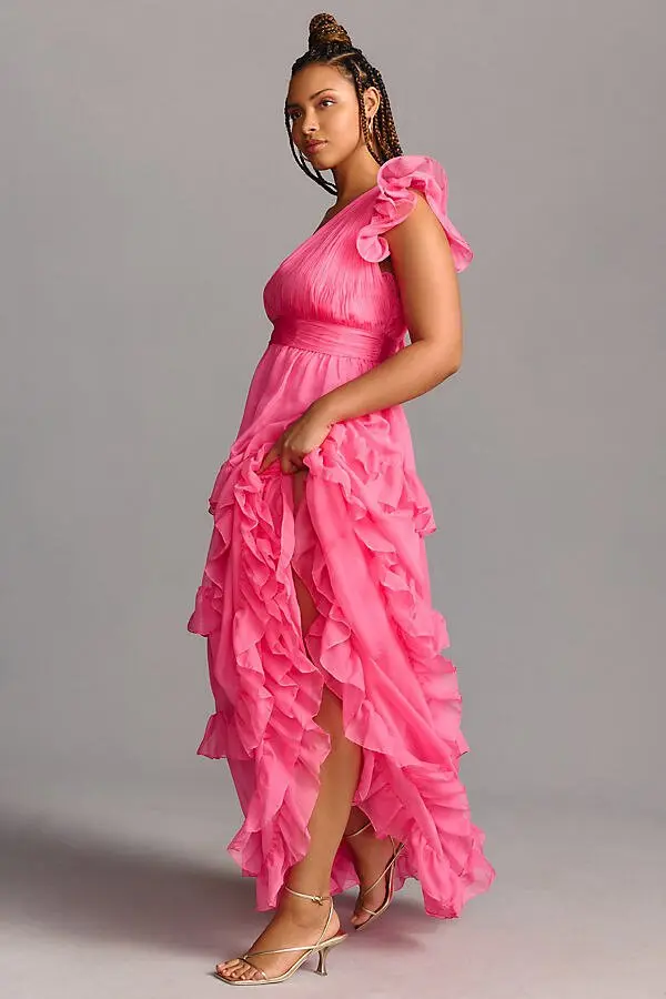 Mac Duggal Plus Tiered Ruched Gown