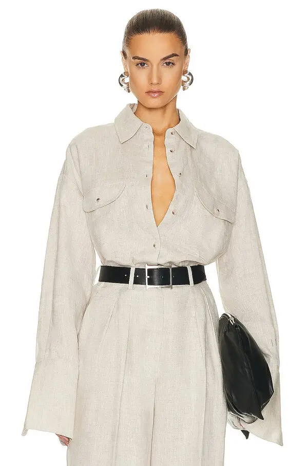 HELSA Linen Button-down Shirt
