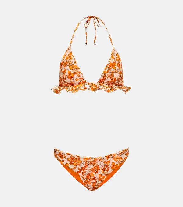 Etro Printed Ruched Bikini - Orange
