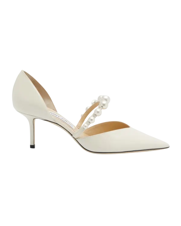 JIMMY CHOO Aurelie Pearly Band D'orsay Pumps - Latte White