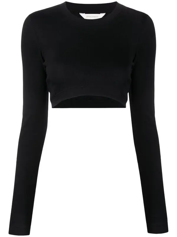 Palm Angels Fine-ribbed Cropped Long-sleeve Top