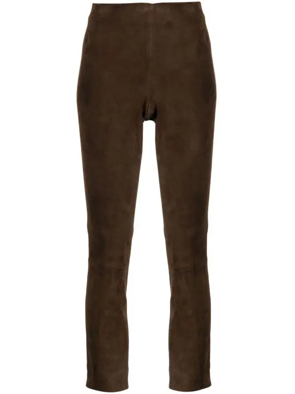 Vince Cropped Suede Trousers - Brown