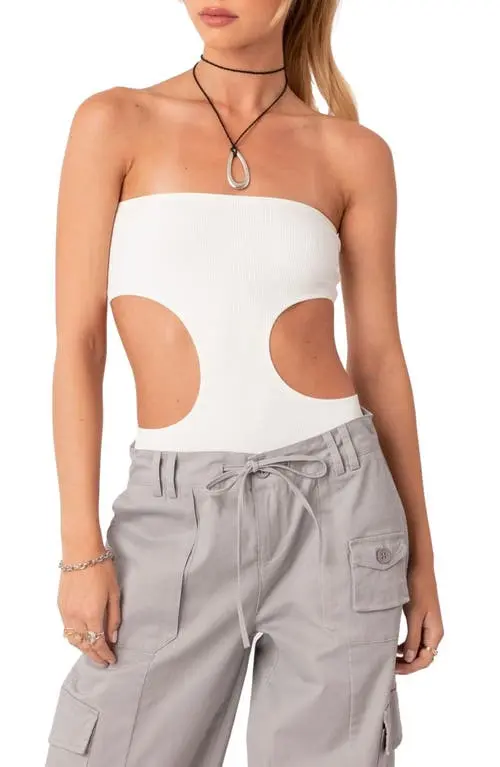 EDIKTED Vivie Cutout Bodysuit - White