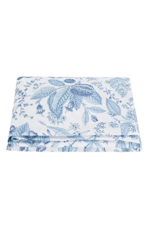 MATOUK Pomegranate Linen Fitted Sheet - Porcelain Blue