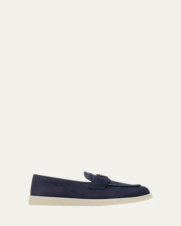 Prada Suede Slip-on Casual Loafers - Bleu