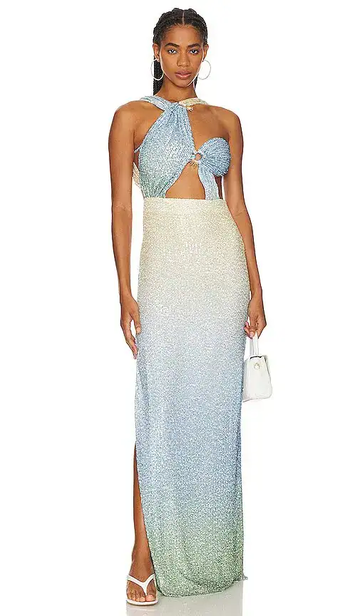 blue sequin halter dress Dancing Queen Sequin Halter Top main image 1