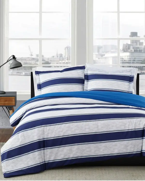 Buy London Fog Discontinued Watkins Stripe Quilt Set Blue At 78 Off Editorialist