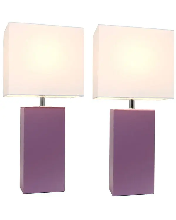 Buy LALIA HOME Laila Home 2pk Modern Leather Table Lamps With White ...